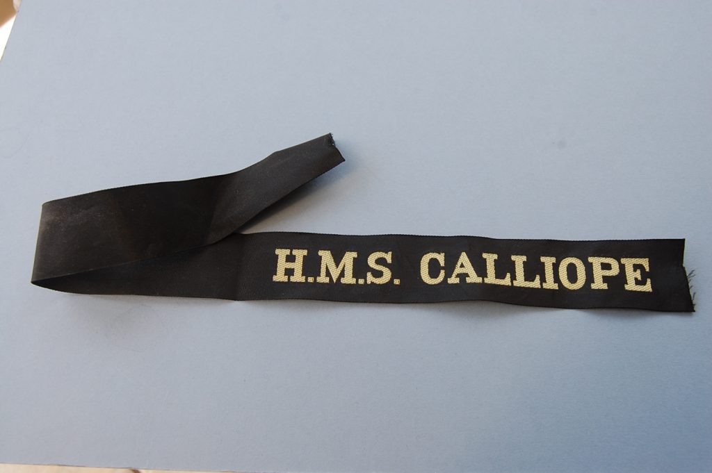 H.M.S. Calliope Cap Tally (cut down) - Elliott Military