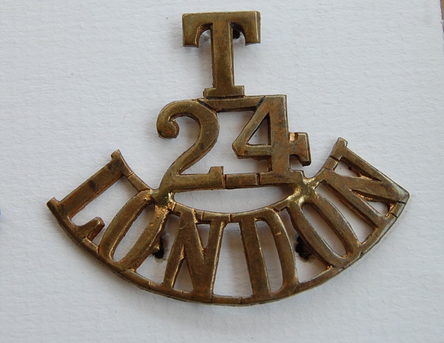 24th. London Territorial Title (brass, single) - Elliott Military