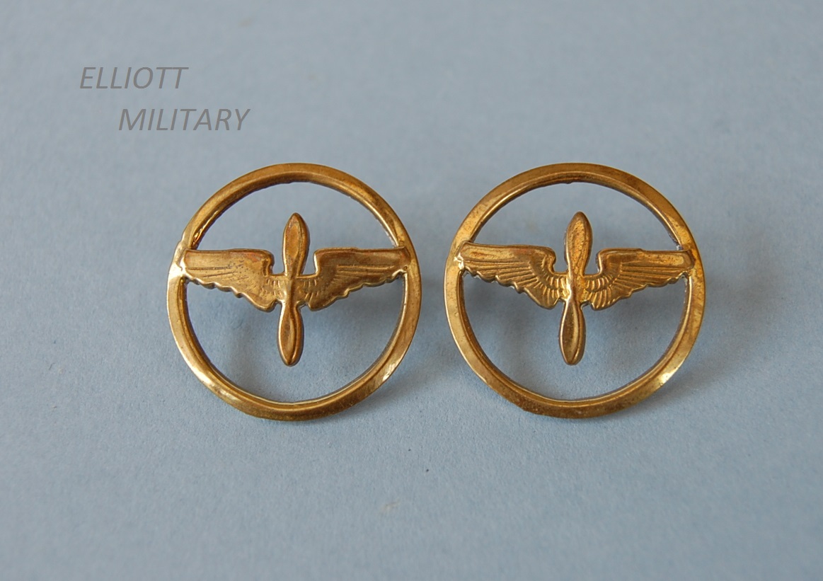 USAAF Officers Collar Badges (pair, brass) - Elliott Military